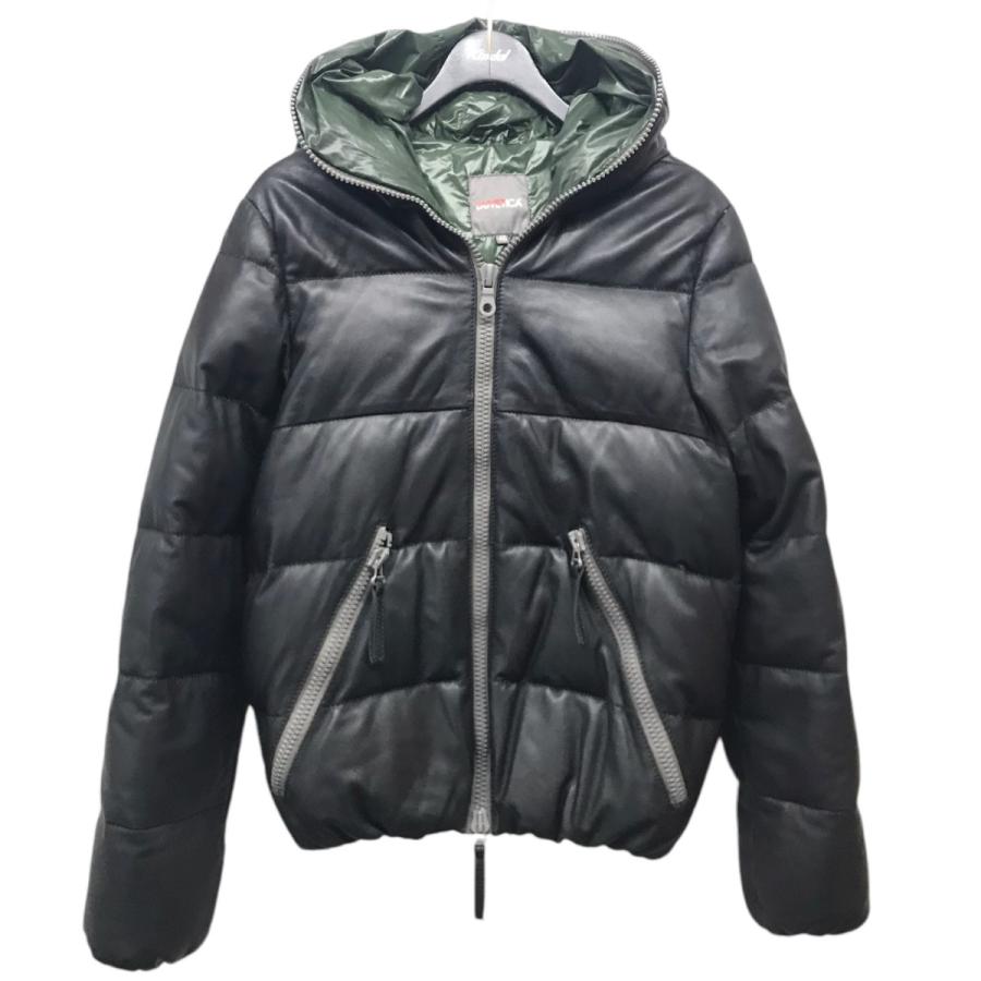DUVETICA デュベティカ 【Dionisio 】レザーフーデッドダウンジャケット ブラック サイズ：46 : カインドオルYahoo!店 - 通販 - Yahoo!ショッピング
