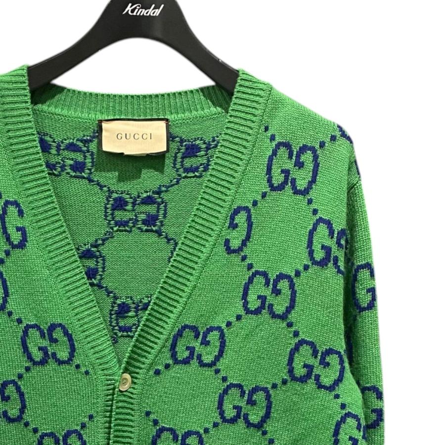 GUCCI グッチ 22SS GG柄カーディガン 674043 グリーン×ブルー サイズ：M : カインドオルYahoo!店 - 通販 - Yahoo!ショッピング