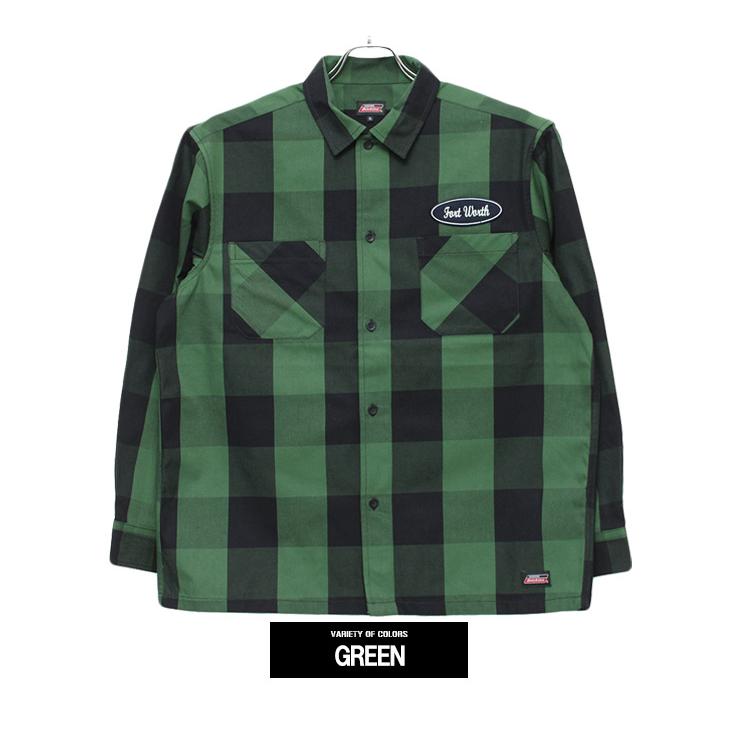 ジェニュイン ディッキーズ(GENUINE Dickies) チェックシャツ メンズ 大きいサイズ ロゴ ワッペン 刺繍 プリント ツイル ...