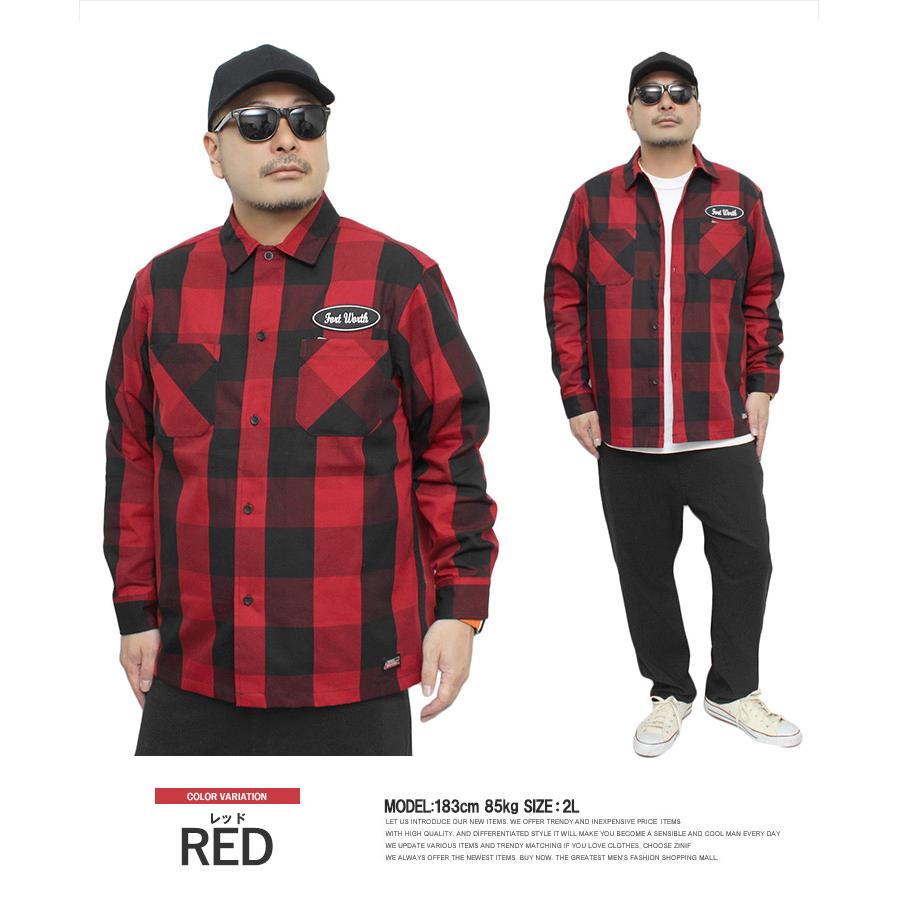 ジェニュイン ディッキーズ(GENUINE Dickies) チェックシャツ メンズ 大きいサイズ ロゴ ワッペン 刺繍 プリント ツイル ...