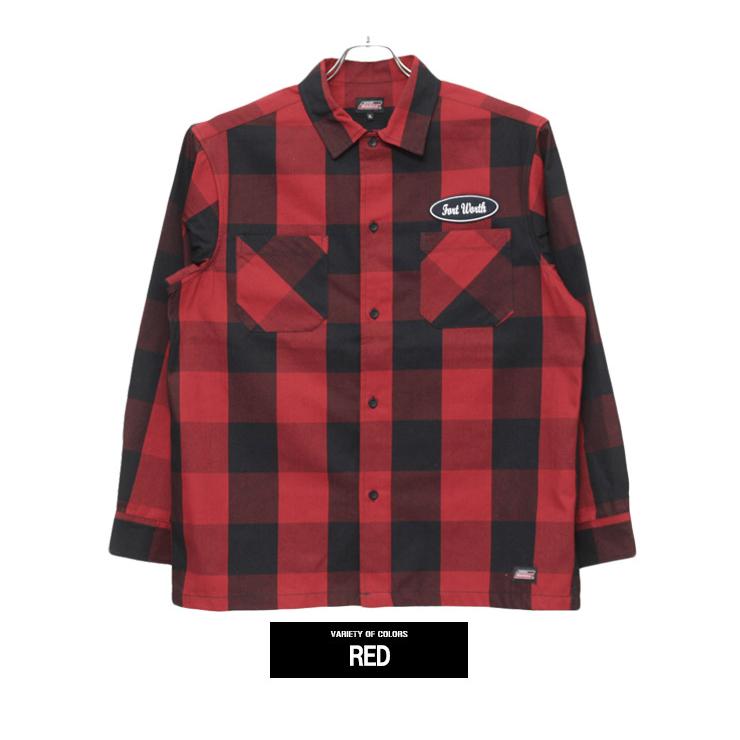 ジェニュイン ディッキーズ(GENUINE Dickies) チェックシャツ メンズ 大きいサイズ ロゴ ワッペン 刺繍 プリント ツイル ...