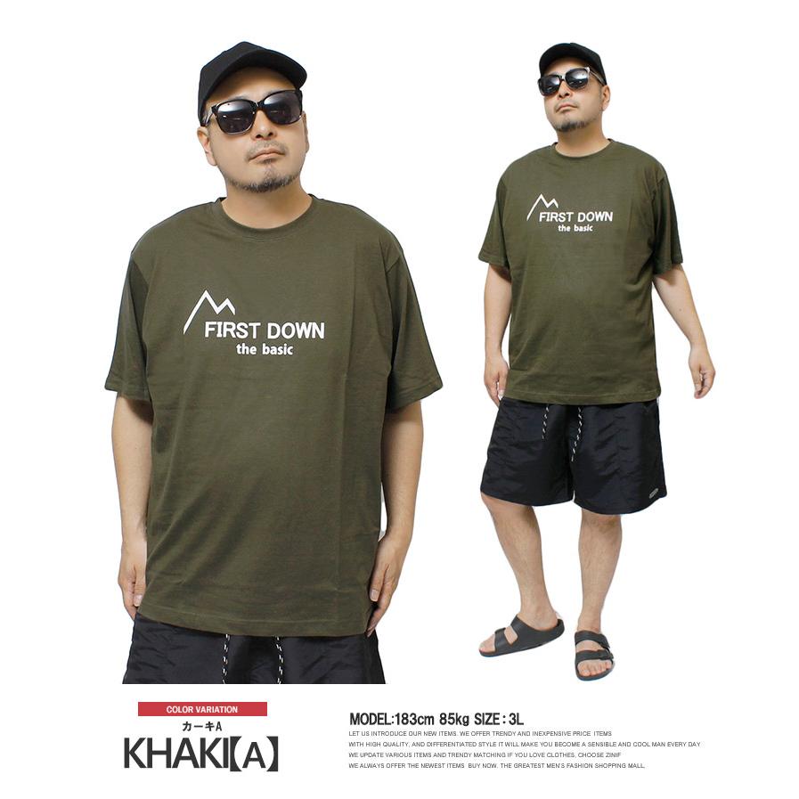FIRST DOWN DOWN(ファーストダウン) 半袖 Tシャツ メンズ 大きいサイズ ロゴ プリント クルーネック カットソー プリントTシャツ 半袖Tシャツ : 大きいサイズのメンズ服 ...