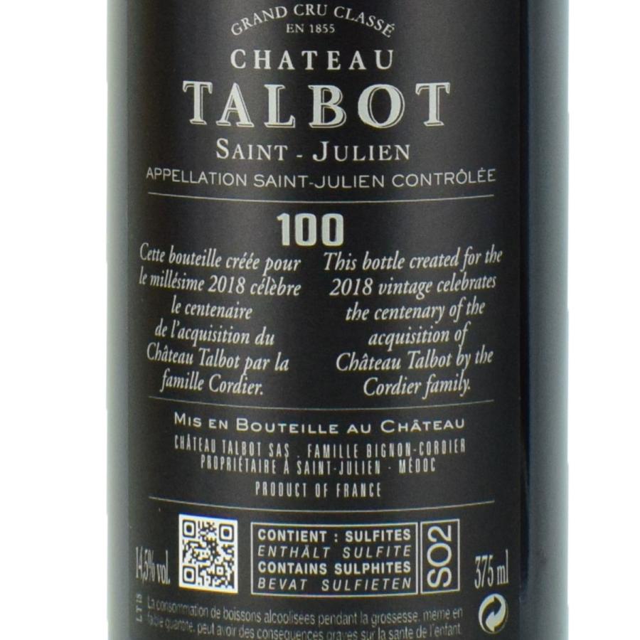 シャトー・タルボ 2018 375MLハーフボトル 100周年記念ラベル フランス・ボルドー サンジュリアン村格付4級 : オーリックヤフー店 - 通販 - Yahoo!ショッピング