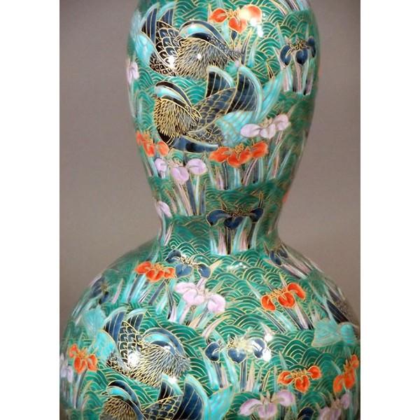 有田焼 染錦金彩青海波菖蒲鴛鴦絵飾り壺｜陶芸作家 藤井錦彩 作 :hjhui:有田焼 藤井錦彩窯 - 通販 - Yahoo!ショッピング