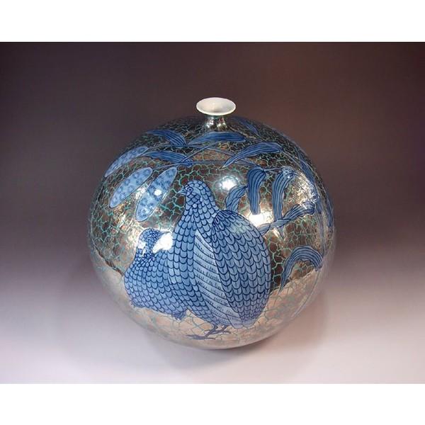 有田焼 プラチナ彩鶉絵花瓶｜陶芸作家 藤井錦彩 作 : 有田焼 藤井錦彩窯 - 通販 - Yahoo!ショッピング