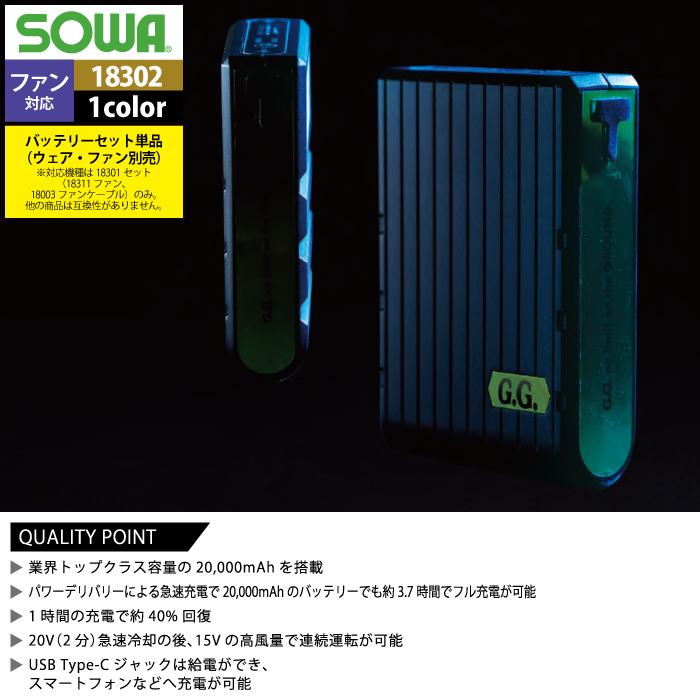 SOWA ファン付きウェア 春夏用 桑和 18302 バッテリーセット F : 作業服 空調服 防寒着 キンショウ - 通販 - Yahoo!ショッピング