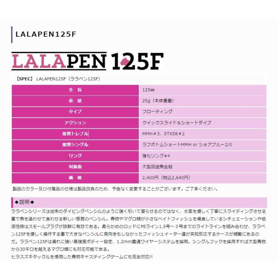JUMPRIZE ララペン125F (LALAPEN125F) ジャンプライズ(JUMPRIZE) メール便 : 金太郎釣具Yahoo!店 - 通販 - Yahoo!ショッピング