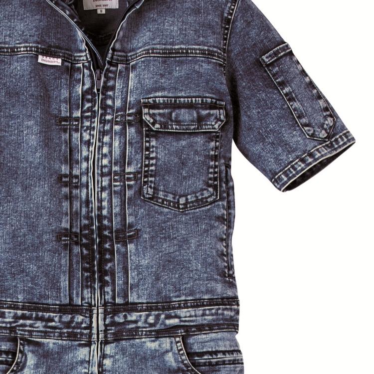 つなぎ 半袖 レディース 作業服 女性用 ヒップオープン 送料無料 ストレッチ素材 ツナギ GE-655 GE-656 作業着 酪農 インディゴ デニム ジーンズ : 作業服・作業用品の金時屋 ...