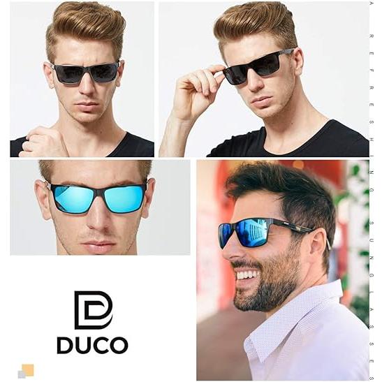 【正規代理店】[DUCO] サングラス メンズ 偏光 UV400 高級炭素繊維素材 超軽量 sunglasses ガンメタルフレームグレーレンズ 運転/釣り/ランニング/ゴルフ用 8206 ...