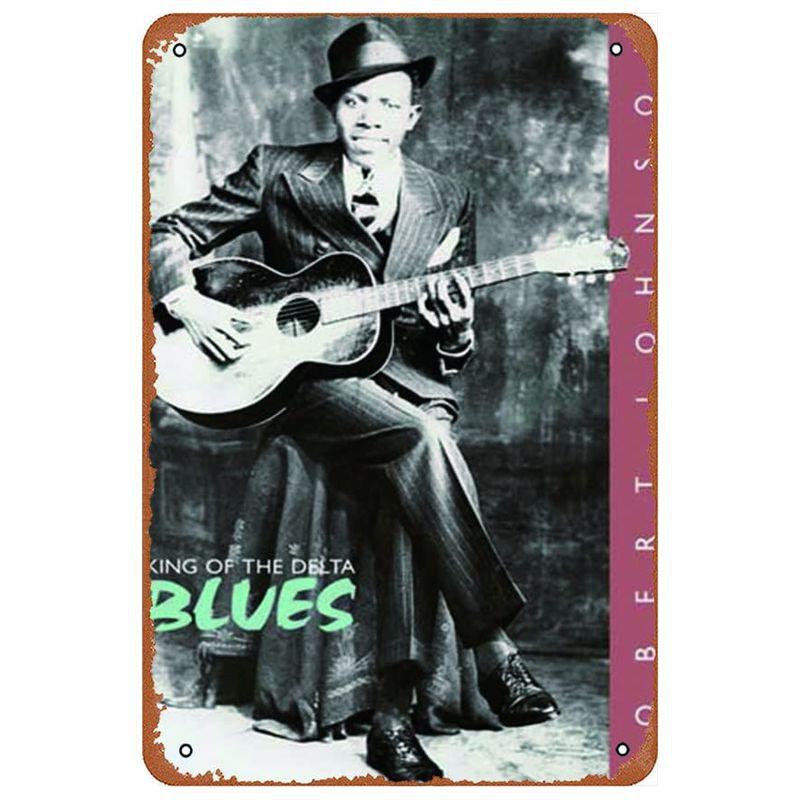 Robert Johnson King of Delta Blues ファニーアートメタルブリキ看板 8x12インチ バー パブ 屋内 屋外 : きらきらちゅら - 通販 - Yahoo!ショッピング