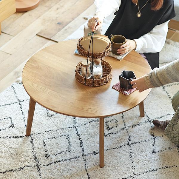 無垢材リビングテーブル Nall（ナル） 円形タイプテーブル リビングテーブル センターテーブル 円形 丸型 丸 木製 無垢材 オーク ナチュラル : 10003472 : Kirario ...