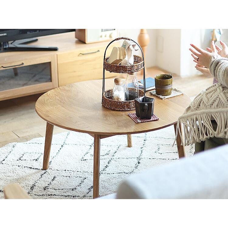 無垢材リビングテーブル Nall（ナル） 円形タイプテーブル リビングテーブル センターテーブル 円形 丸型 丸 木製 無垢材 オーク ナチュラル : 10003472 : Kirario ...