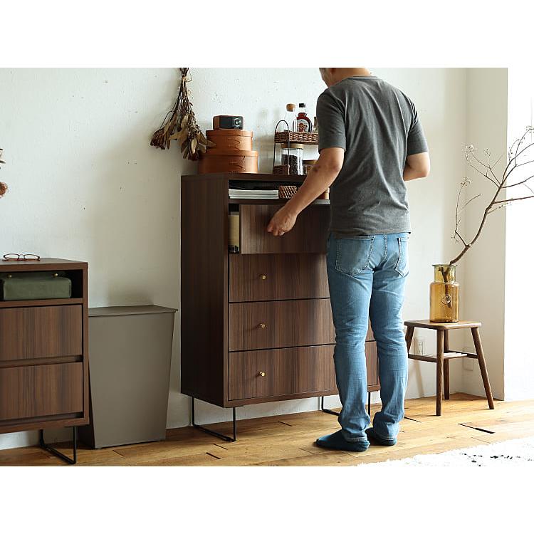 ハイチェスト Kalen（カレン）幅80cm ブラウンカラー キャビネット チェスト 収納棚 リビング 収納 おしゃれ 引き出し付き 脚付き ...
