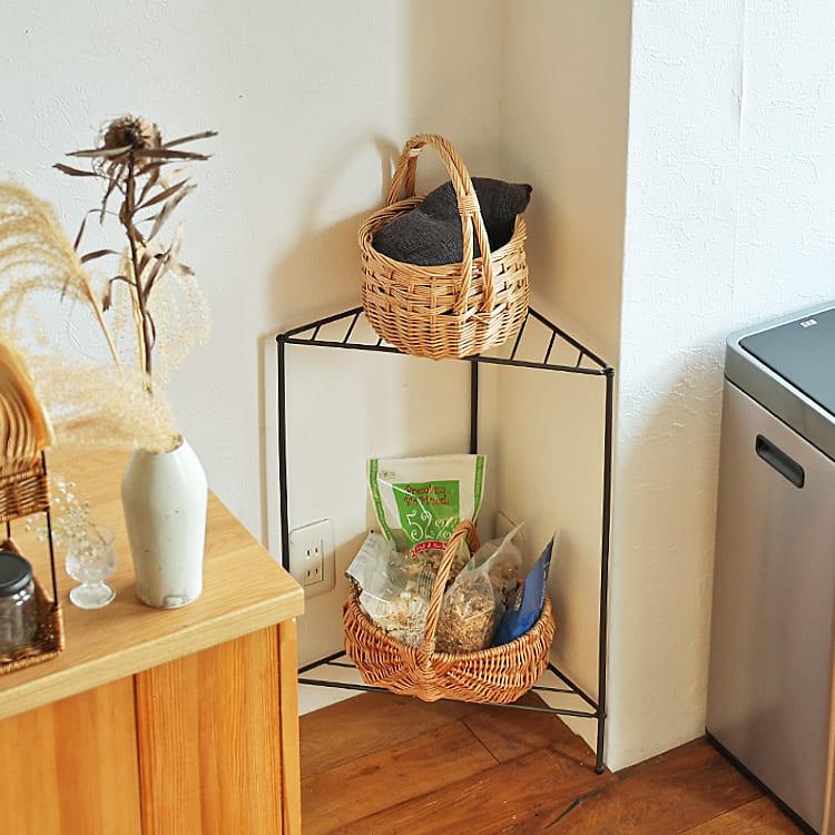 スチールラック スタム（Stam) 三角形タイプ ラック スチールラック 収納棚 コーナーラック スリム ブラック 棚 おしゃれ スチールシェルフ シェルフ キッチン : 10003888 ...