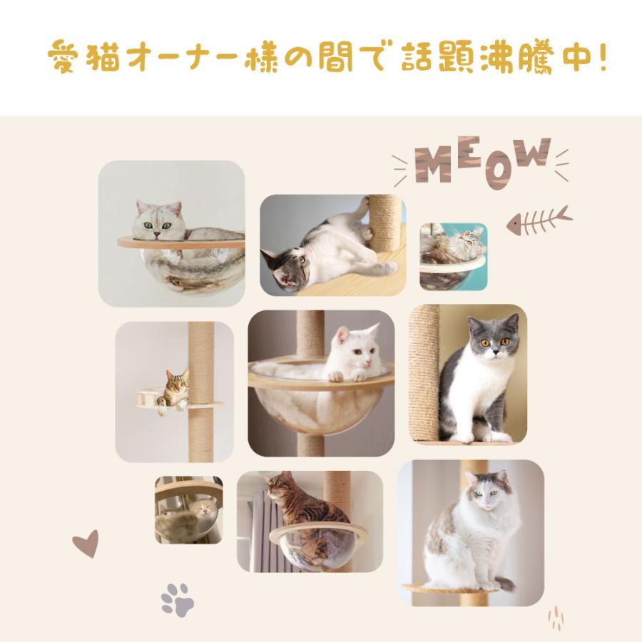 キャットタワー 木製 猫タワー 突っ張り 多頭飼い 爪とぎ 透明宇宙船 猫用品 安定性抜群 段階 猫ハウス タワー スリム ネコ 運動不足 ...