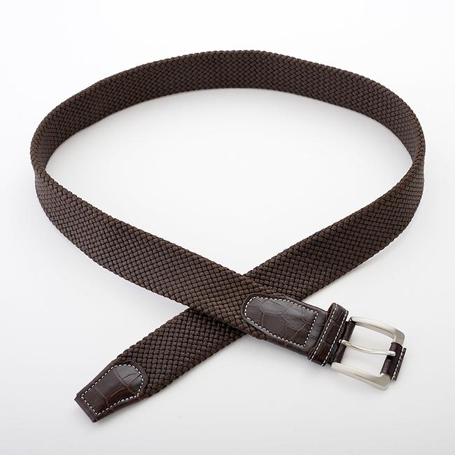 組紐ベルト クロコメッシュ 35mm(組紐 ベルト メンズ 牛革 日本製