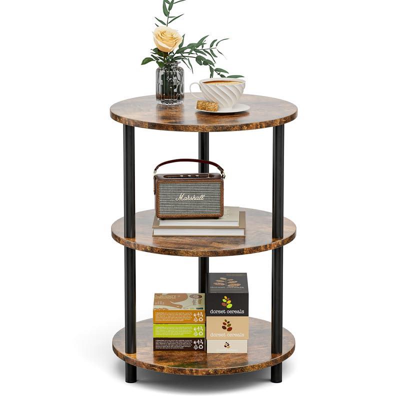 Frylr サイドテーブル おしゃれ 丸形 3段 収納棚 32*32*52.6cm 木目 エンドテーブル リビング 寝室 ソファ ベッド横 ナイ : ルミナスエイト ヤフー店 - 通販 ...