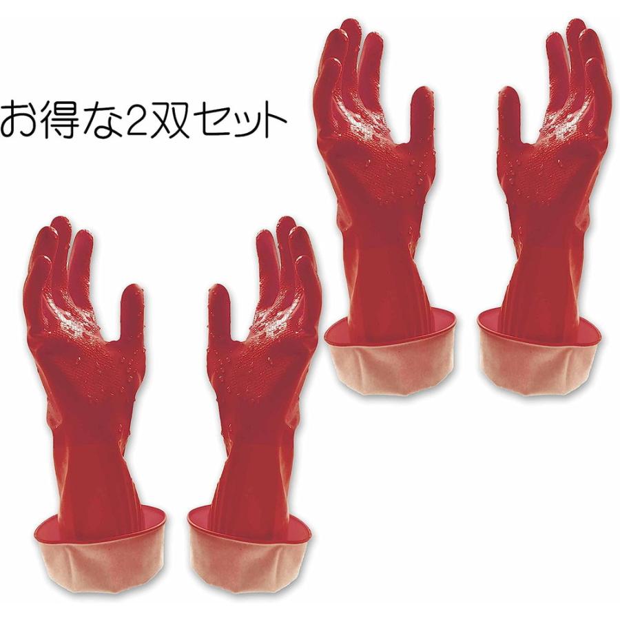 富士商 水だれを防ぐゴム手袋 Drip Stopy 2双セット レッド S 9841 : キリーショップ ヤフー店 - 通販 - Yahoo!ショッピング