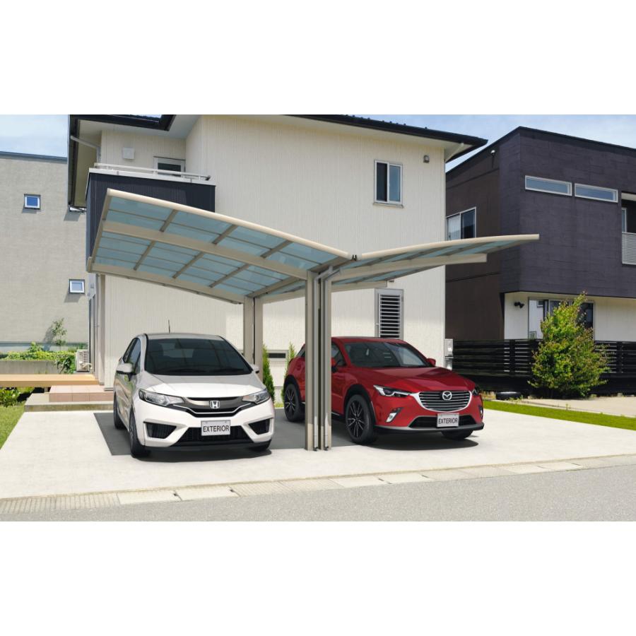 三協アルミ カムフィエース 2台用 Y合掌タイプ 43 (30?33) H28 屋根材：ポリカーボネート板 柱6本 『 カーポート 車庫 ガレージ 』 : エクステリアのキロYahoo!店 ...