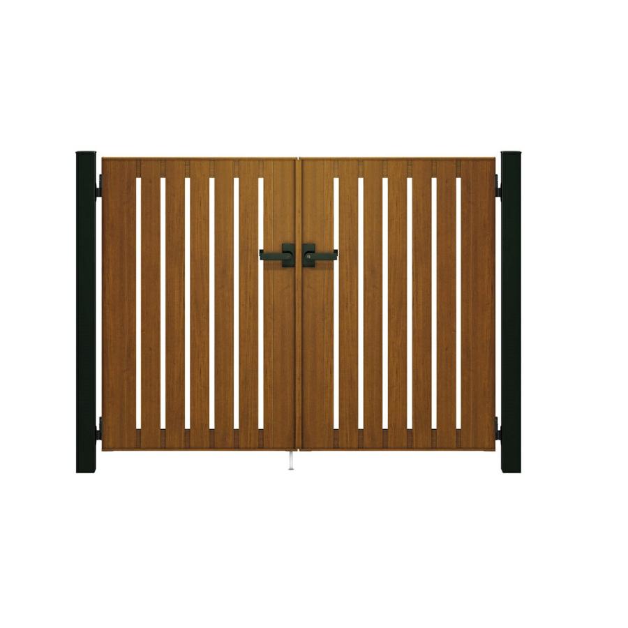 YKKAP ルシアス門扉TS3型 両開き 門柱仕様 07-12 内開き仕様 UME-V-TS3 木調カラー(門柱:アルミカラー) : エクステリアのキロYahoo!店 - 通販 - Yahoo ...