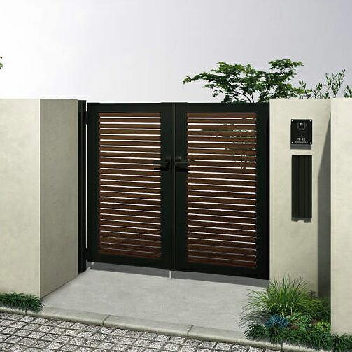 YKKAP ルシアス門扉YS1型 両開き 門柱仕様 08-14 内開き仕様 UME-V-YS1 複合カラー : エクステリアのキロYahoo ...