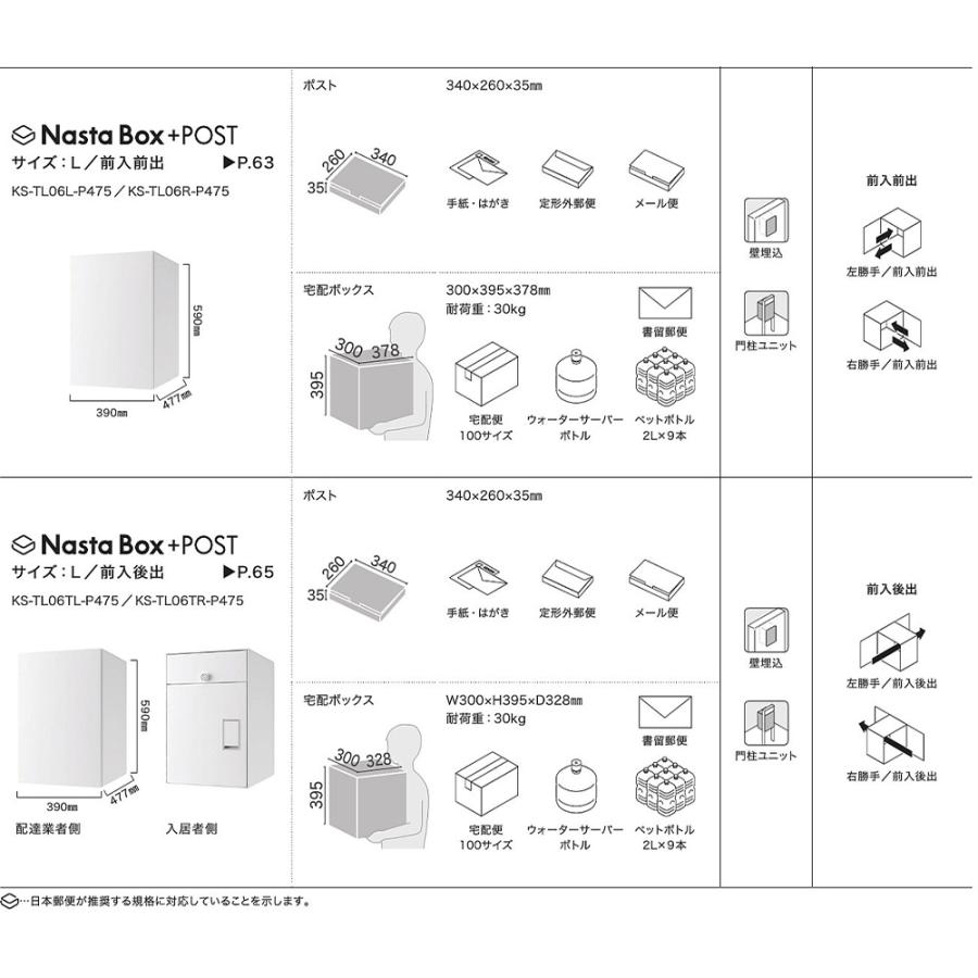 Nasta Box + POST 門柱タイプ 宅配ボックス:Lサイズ 前入前出 木目色 / インターホンボックス:LED照明付 / 支柱:LED照明付 シルバー インターホン別売 ...
