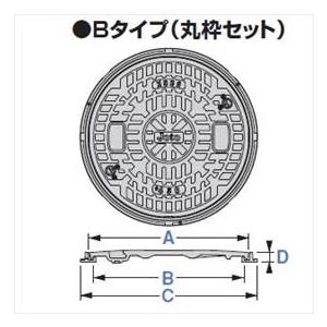 城東テクノ 耐圧マンホールカバー 枠セット(T-2) 600型／ロックなし／丸枠セット JT2-600B-2 1セット入 『外構DIY部品 ...
