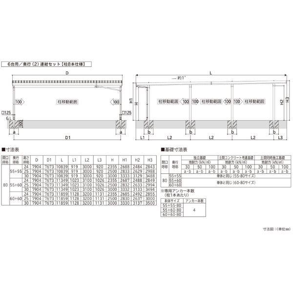 YKK AP 全国配送 YKKAP ジーポート Pro 900タイプ カーポート 4台以上用 横材なし 明かり取りなし 奥行(2)連結柱8本 J55・55-80 H30 木調色 ...