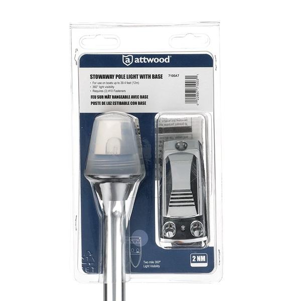 attwood 7100A7 ナビポール ＋ ベース付き ボート スターンライト 全長24インチ(609mm) 371007 : キサカ ...