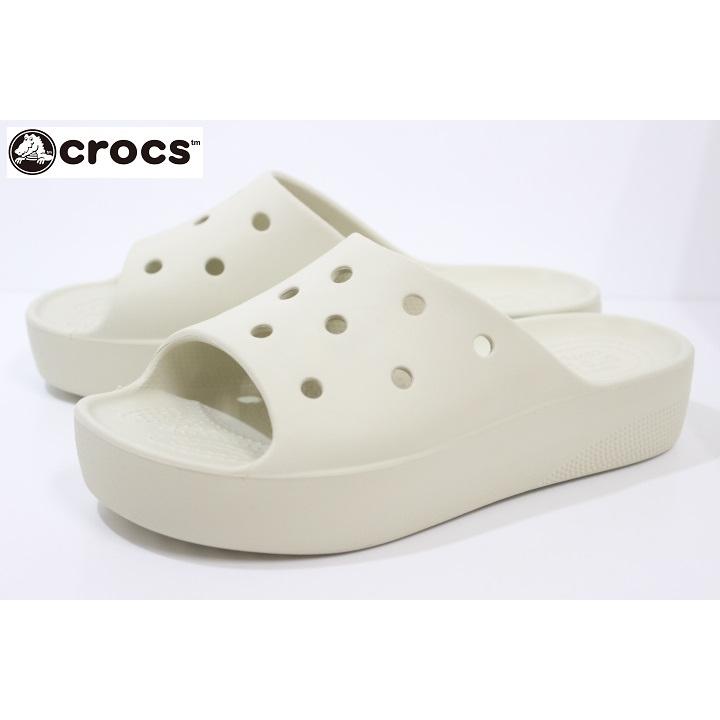 crocs クロックス 厚底 レディース サンダル CLASSIC PLATFORM SLIDE 208180 2Y2 BONE : 岸山履物 ...