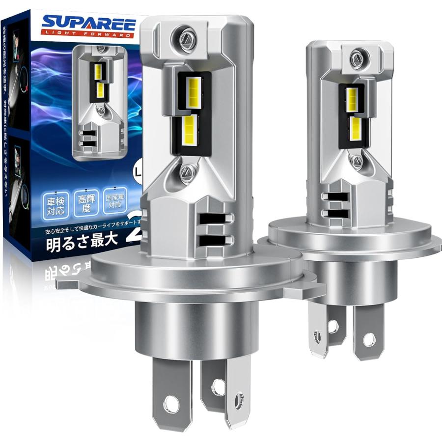 SUPAREE PRO h4 led ヘッドライト ファンレス hi/lo 爆光 ledヘッドライト 20W*2 6500K 小さい 車/バイク用 12V車用 ファンレス : rk ...