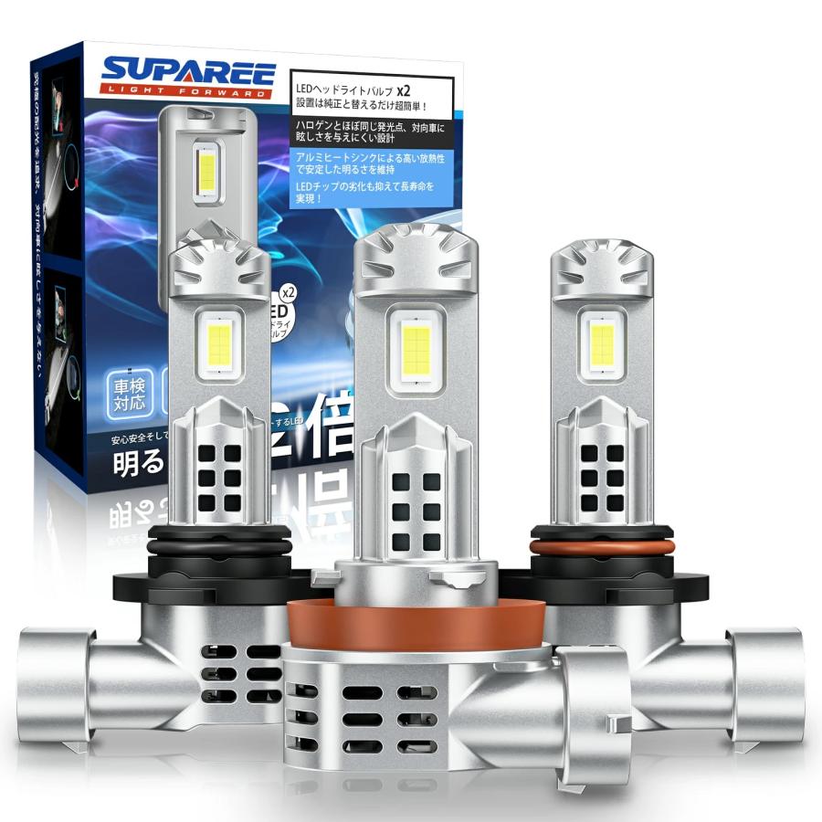 SUPAREE PRO LED ヘッドライト フォグランプ HB3 爆光 ハロゲンサイズ 12V 6500K ホワイト 三重放熱 静音ファン ...