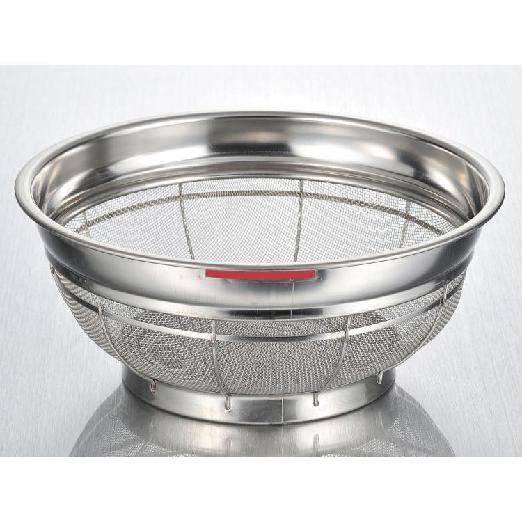 日本製 BK 18-8ステンレス製 浅型ザル カラーバー付 レッド 40cm : キッチングッズ柳屋 ヤフー店 - 通販 - Yahoo!ショッピング