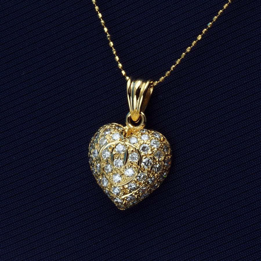 K18 天然ダイヤモンド1.0ct ハートパヴェ ペンダントトップ 18金イエローゴールド 大きめ 大ぶり かわいい 個性的 鑑別書付き 普段使い ギフト 日本製 : パール・珊瑚ジュエリー ...