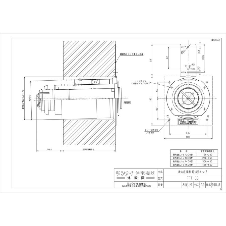 リンナイ（Rinnai） 【FFT-6B-300】 《KJK》 給排気筒トップ（直排専用） ωα0 : KJK - 通販 - Yahoo!ショッピング