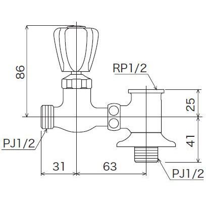KVK 【K19SU4】 《KJK》 分岐水栓 ωζ0 : KJK - 通販 - Yahoo!ショッピング