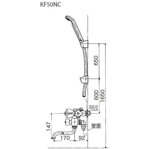 KVK 【KF50NC】 《KJK》 2ハンドル混合 バス水栓 壁 ソーラー2ハンドルシャワー（専用形） ωζ0 : KJK - 通販 - Yahoo!ショッピング