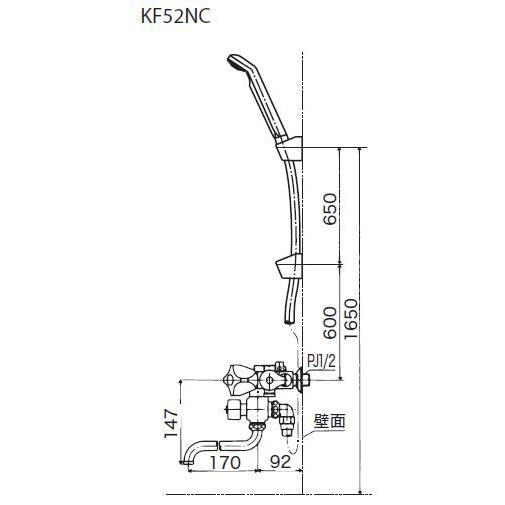 KVK 【KF52NC】 《KJK》 2ハンドル混合 バス水栓 壁 ソーラー2ハンドルシャワー（専用形） ωζ0 : KJK - 通販 - Yahoo!ショッピング