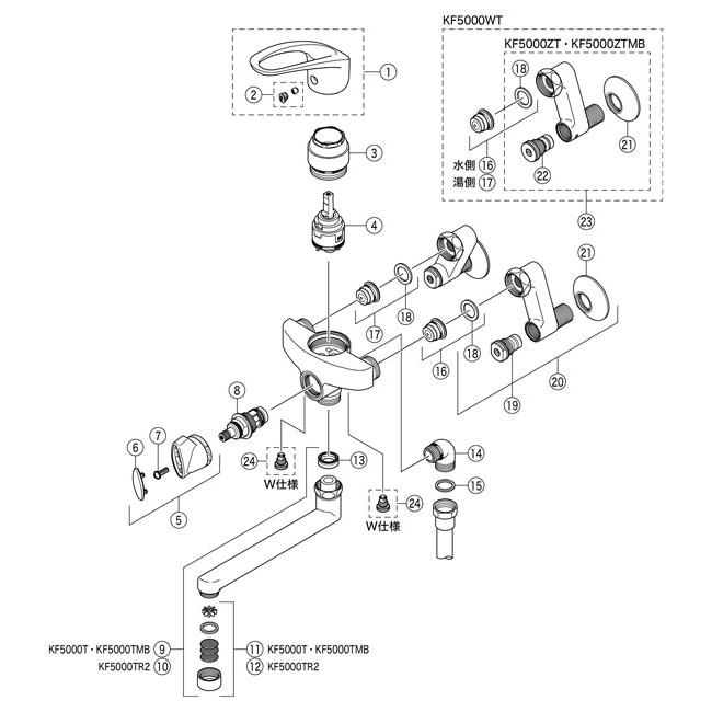KVK 【KF5000T】 《KJK》 シングルレバー 混合水栓 壁 シングルレバー式シャワー ωζ2 : KJK - 通販 - Yahoo!ショッピング