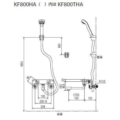 KVK 【KF800THA】 《KJK》 サーモスタット混合水栓 壁 サーモスタット式シャワー ωζ0 : KJK - 通販 - Yahoo!ショッピング