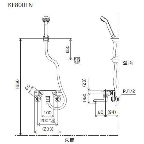 KVK 【KF800TN】 《KJK》 サーモスタット混合水栓 壁 サーモスタット式シャワー ωζ0 : KJK - 通販 - Yahoo!ショッピング