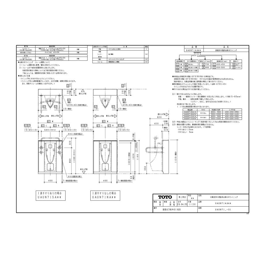 TOTO 【UAUN71NA1W】 《KJK》 小便器用点検口付ライニング ωγ0 : KJK - 通販 - Yahoo!ショッピング
