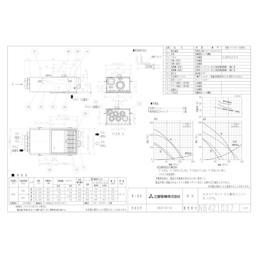 【VL-11ZFH2】 《KJK》 三菱電機 ロスナイ・セントラル換気システム ωτ0 : vl-11zfh2 : KJK - 通販 - Yahoo!ショッピング