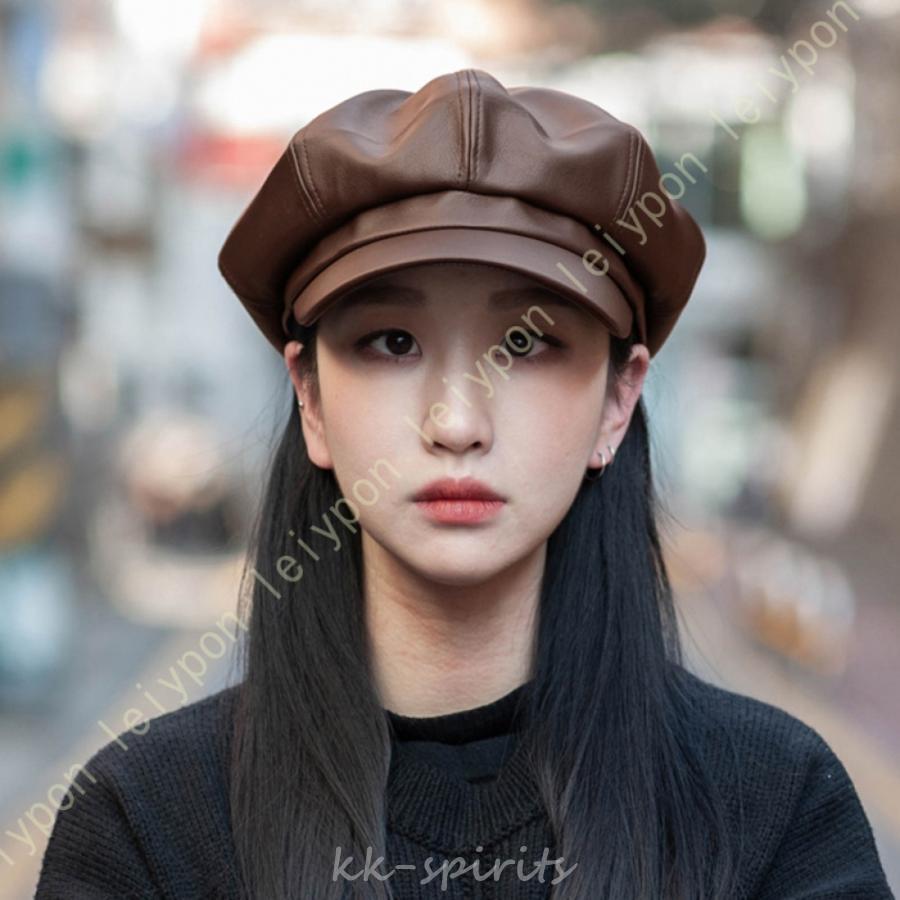 ハンチング 帽子 キャップ PU レザー おしゃれ ゴルフ カジュアル メンズ 大きいサイズ パッチワーク サイズ調節 UV 対策 女優帽 暖かい 防風 防寒 シンプル : kk ...