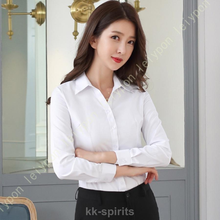 長袖 九分袖 レディースシャツ ブラウス 事務服 制服 ワイシャツ ビジネス リクルート トップス 半袖 レディース 前開き スクエアカラー Vネック : kk-spirits - 通販 ...