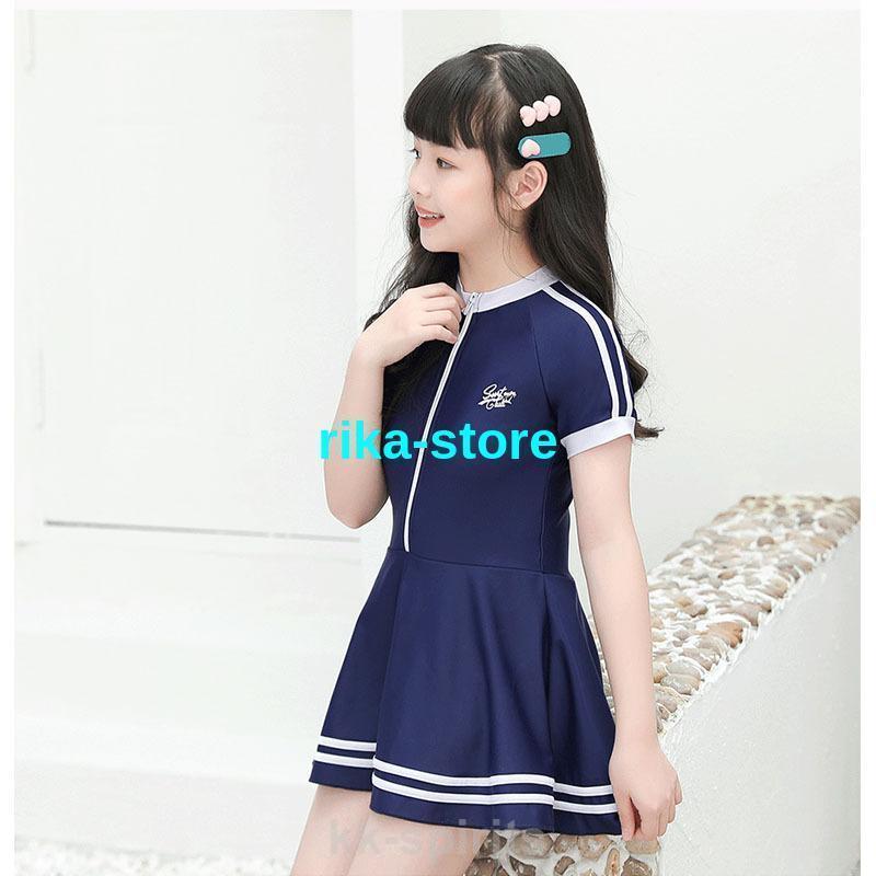 水着女の子 水泳 キッズ スクール水着 ジュニア スイムウェア 子供 半袖可愛いオールインワン ワンピース フロントジップ 一体型 ショートパンツ シンプル : kk-spirits - 通販 ...