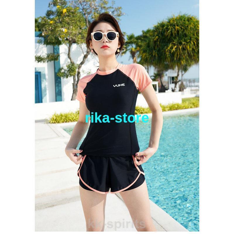 水着レディース 体型カバー 上下セット タンキニ ショートパンツフィットネス水着 セパレート 中学生水着 半袖 競泳水着 2点セット ママ水着 オトナ女子 : kk-spirits - 通販 ...