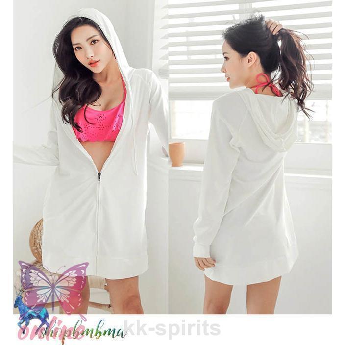 ロング丈 パーカー 長袖 指穴 膝丈 ワンピース uvパーカー ロングパーカー 紫外線対策 体型カバー 水着 アウトドア スポーツ 日焼け防止 大きい ゆったり : kk-spirits ...