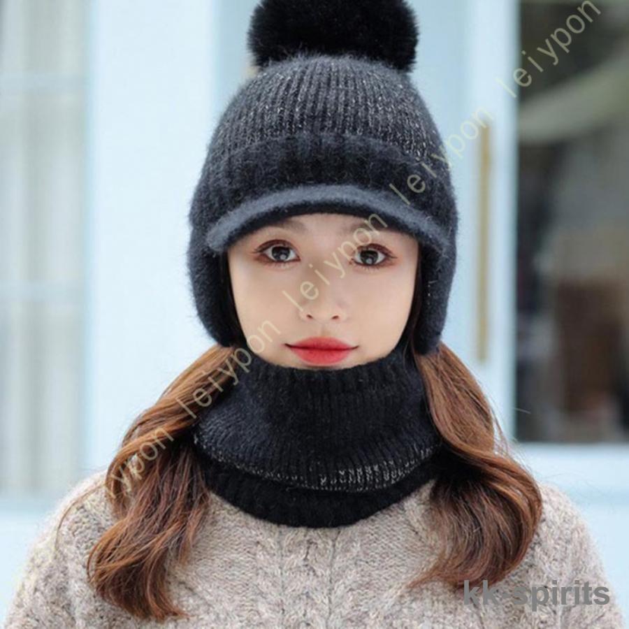 ニット帽 レディース 冬 防寒 耳当て ポンポン 可愛い 厚手 深め 暖かい 柔らかい ふんわり ストレッチ アウトドア ウィンタースポーツ フリーサイズ ニット : lei-1127 ...