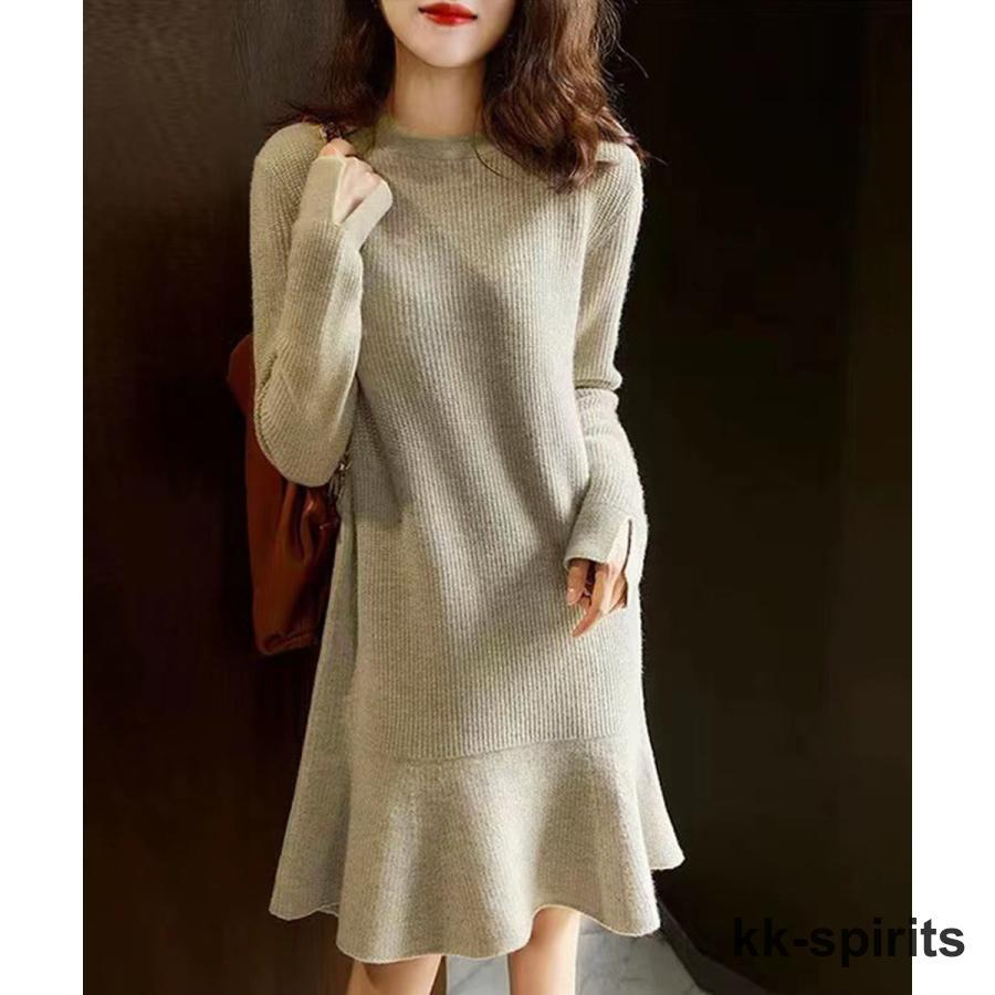 ニットワンピース ミニ丈 裾フレアワンピ : min-1021-cxiao1402 : kk-spirits - 通販 - Yahoo!ショッピング